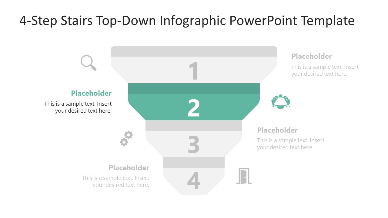 4-Step Stairs Top-Down PowerPoint Infographic Template