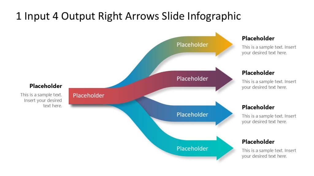 1 Input 4 Output Right Arrows Diagram Slide Template - SlideModel