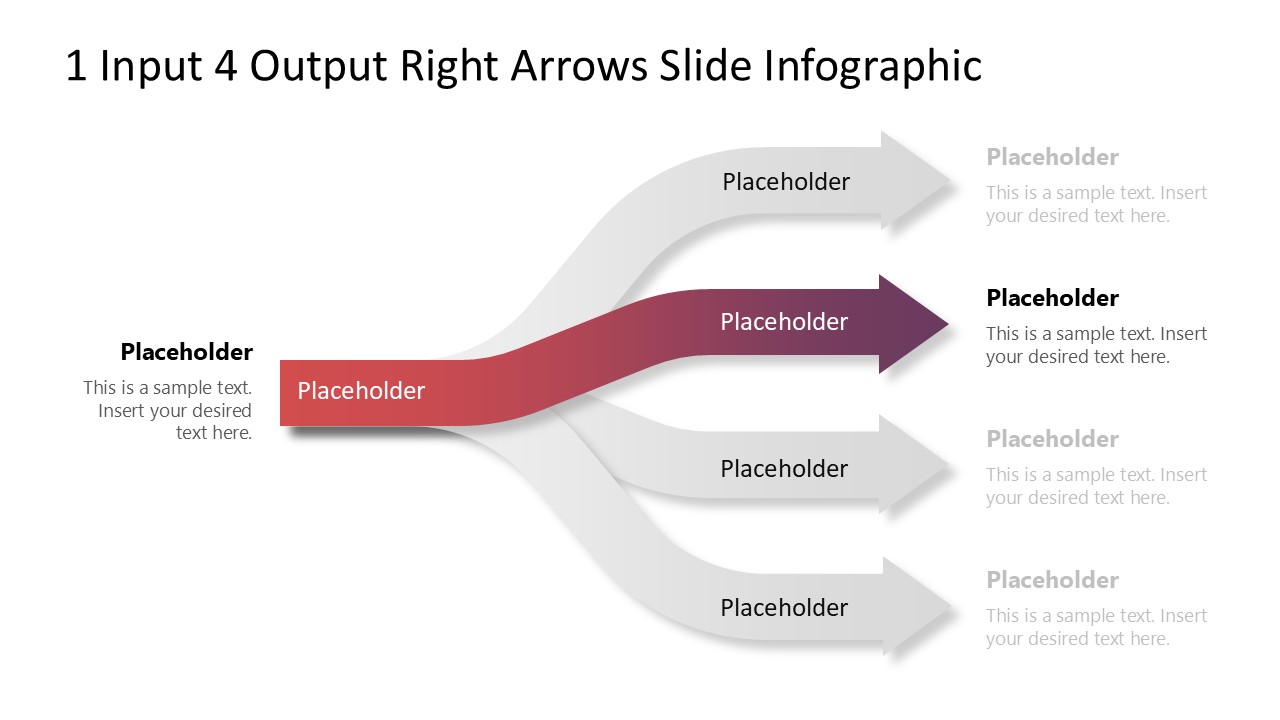 1 Input 4 Output Right Arrows Slide PowerPoint Template
