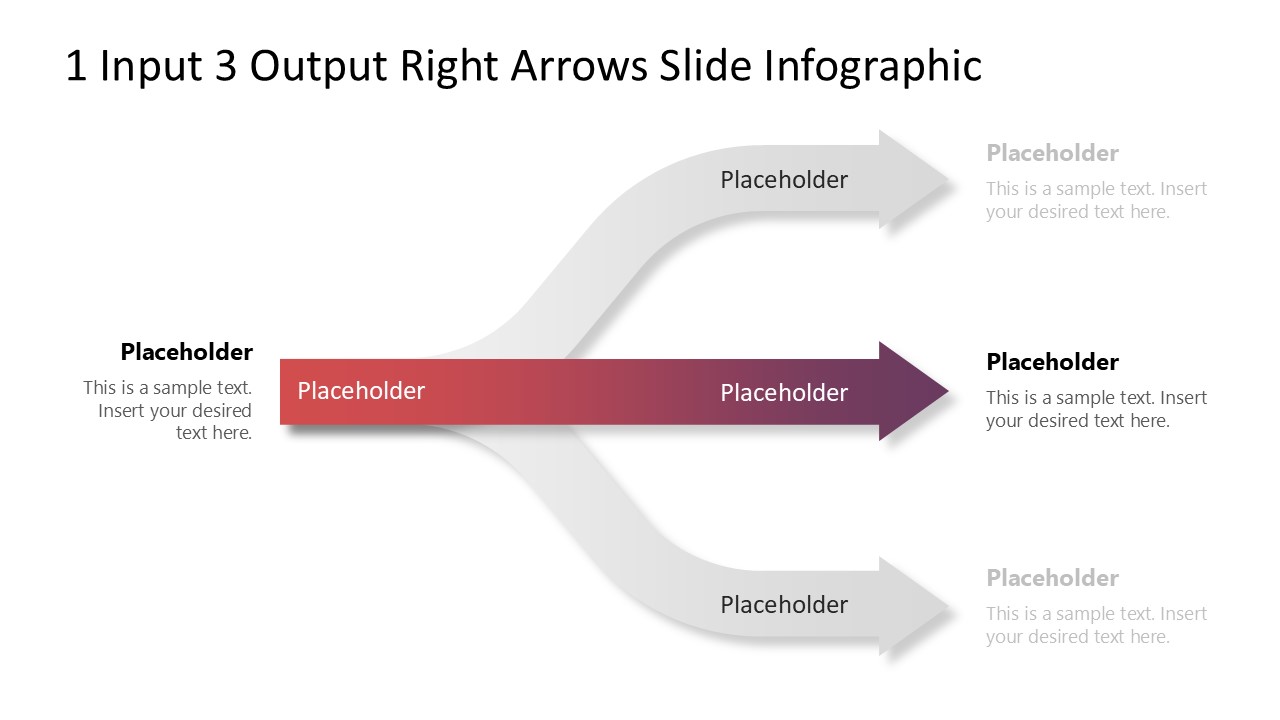 1 Input 3 Output Right Arrows Slide PowerPoint Template