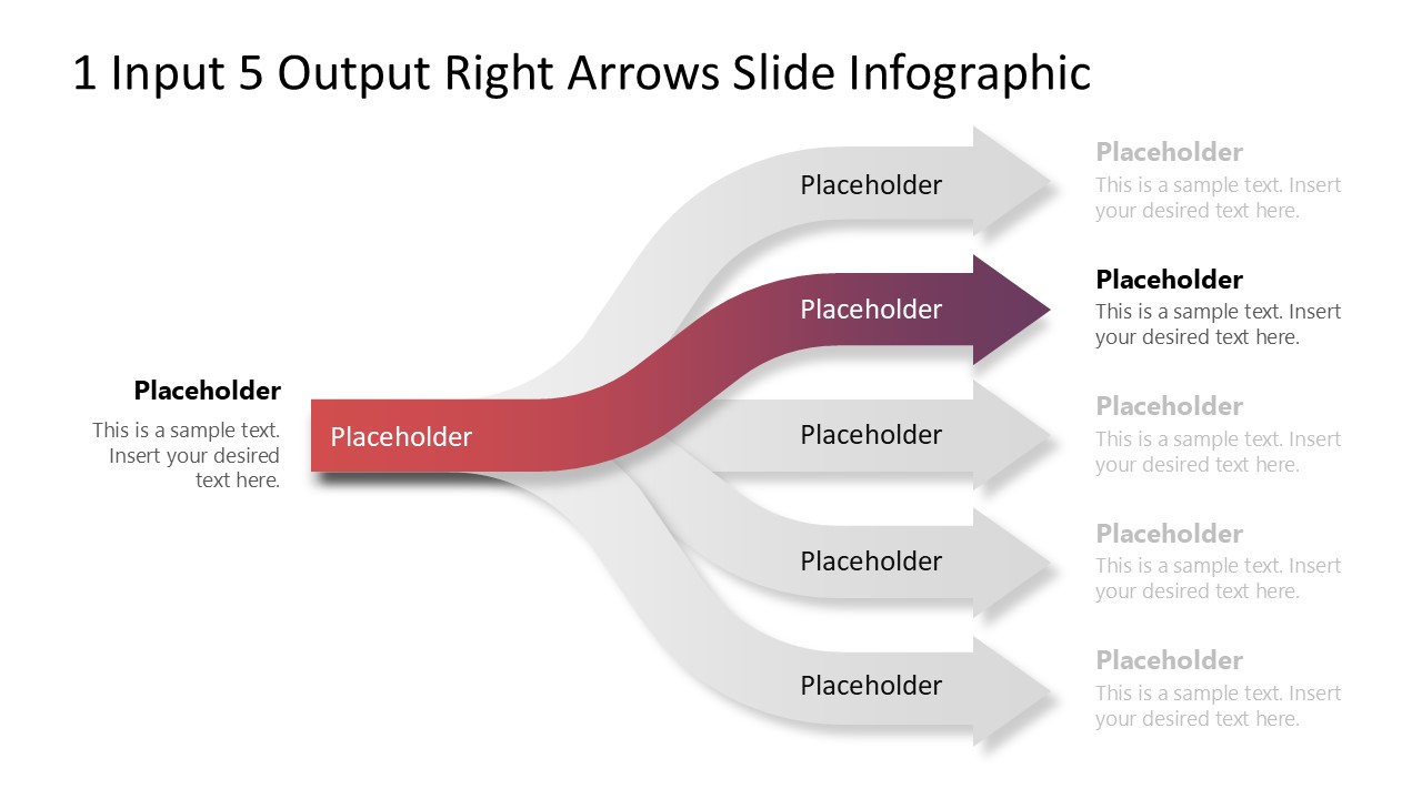 1 Input 5 Output Right Arrows Slide PowerPoint Template