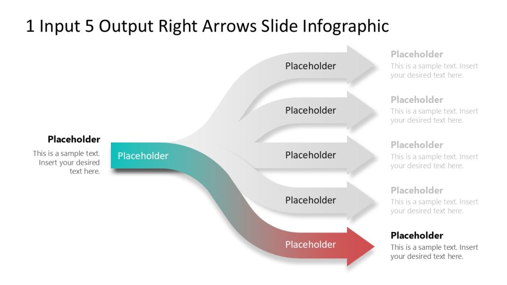 1 Input 5 Output Right Arrows Slide PowerPoint Template - SlideModel
