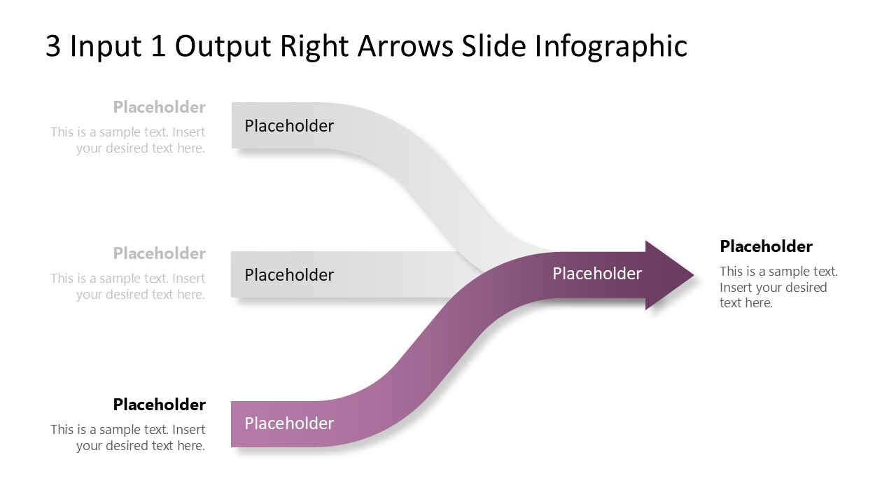 3 Input 1 Output Right Arrows Slide PowerPoint Template