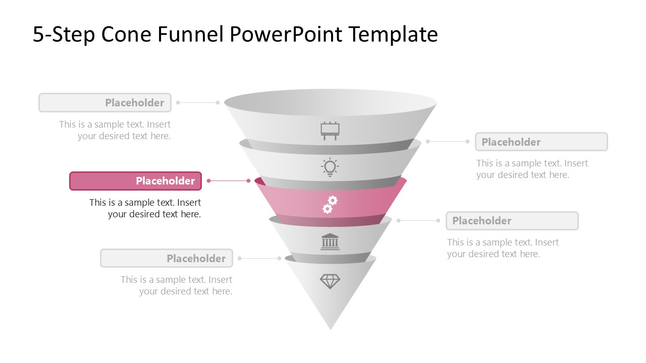 Customizable 5-Step Cone Funnel Presentation Layout - SlideModel