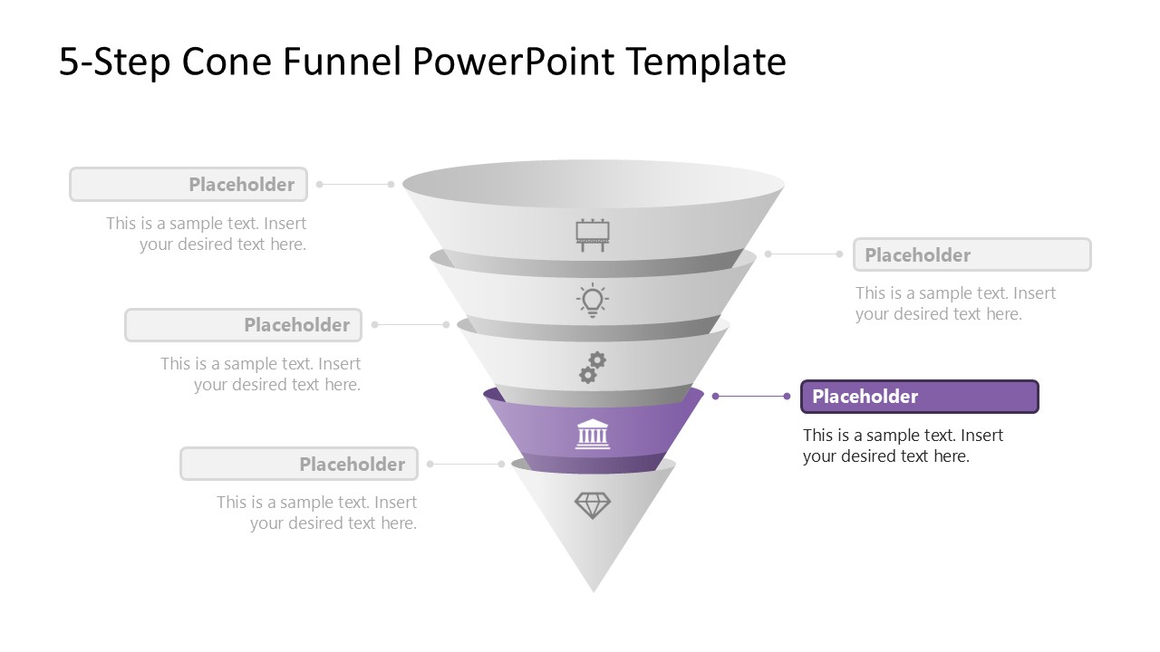 5-Step Cone Funnel Diagram PPT Template - SlideModel