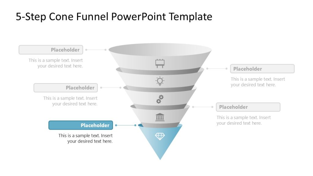 5-Step Cone Funnel Slide Template - SlideModel