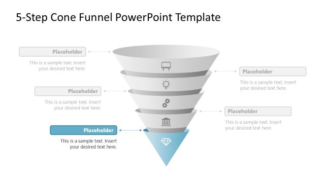 5-Step Cone Funnel Slide Template - SlideModel