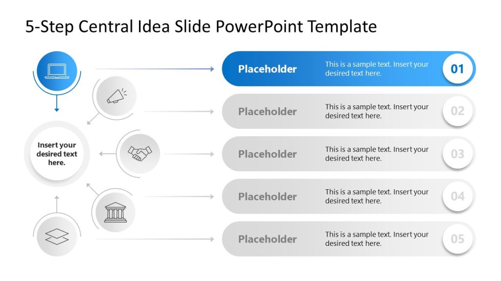 Customizable 5-Step Central Idea PPT Template - SlideModel