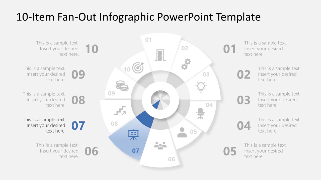 10-Item Fan-Out Infographic PowerPoint Template