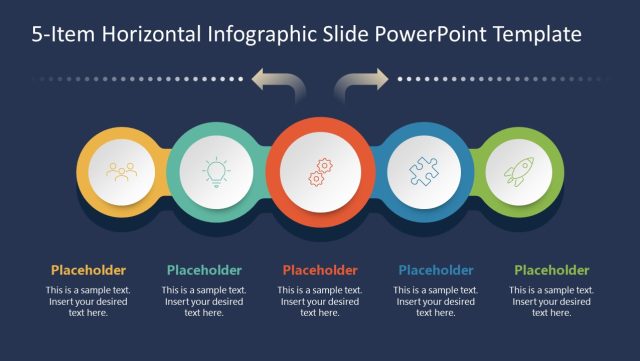 5-Item Two-Side Horizontal Infographic Diagram Template with Circles ...