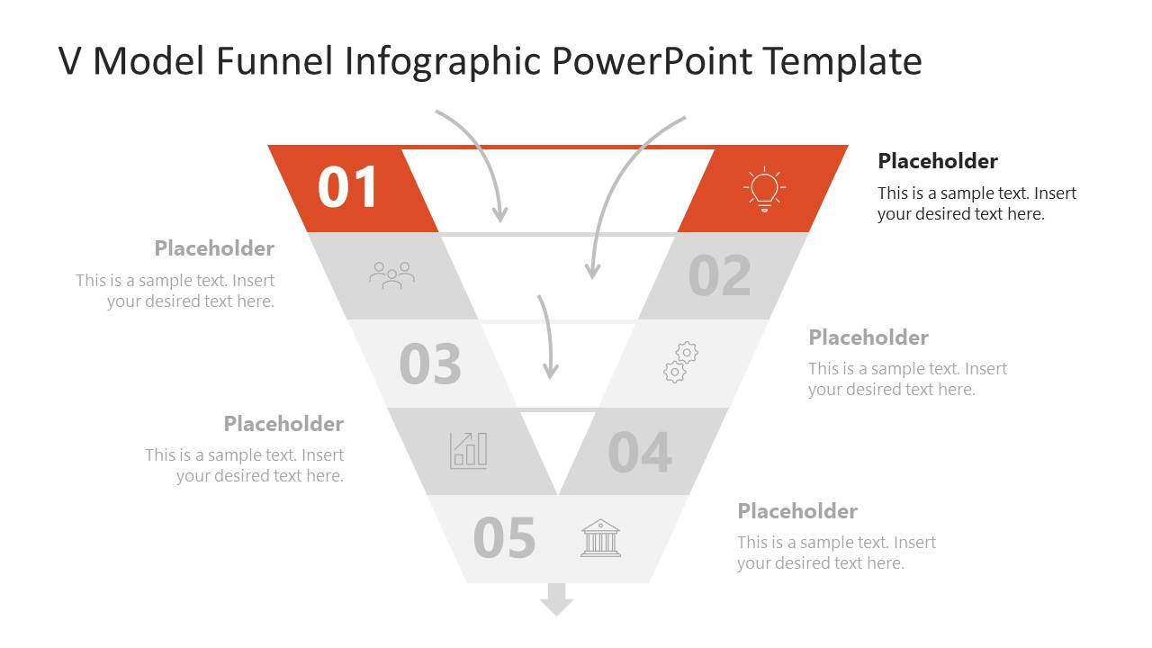 5-Level V Model Funnel Infographic Presentation Template - SlideModel