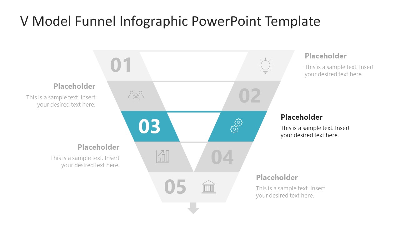 5-Level V Model Funnel Infographic PowerPoint Template