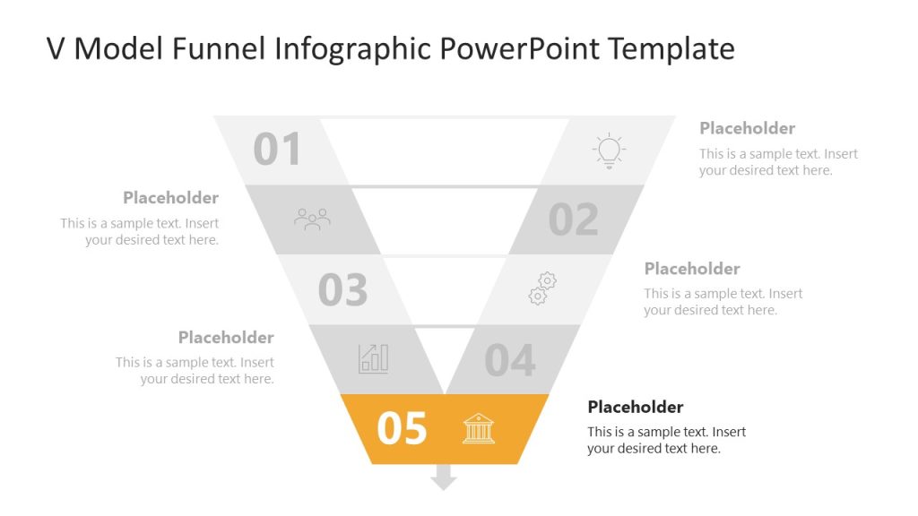 5-Level V Model Funnel Infographic Slide Layout - SlideModel