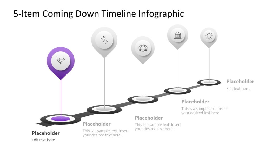 5-Item Coming Up Timeline Diagram Slide PPT Template - SlideModel