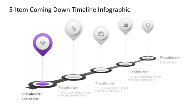 5-Item Coming Up Timeline Diagram Slide PPT Template - SlideModel
