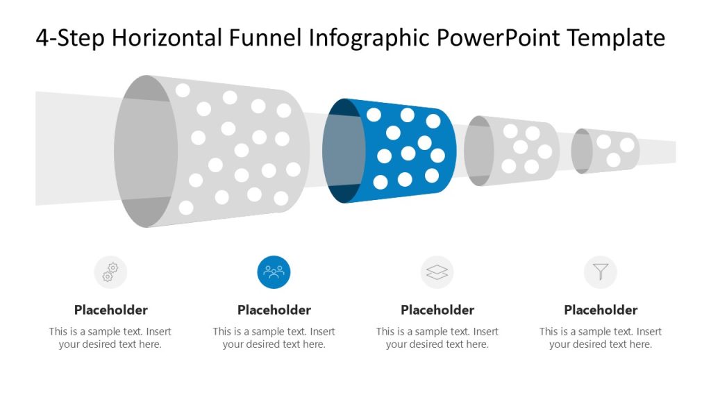 Infographic Slide with Color Highlight - 4-Step Horizontal Funnel ...
