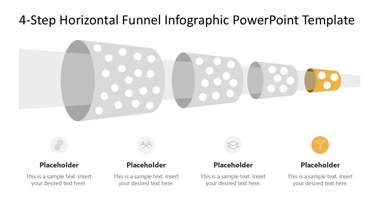4-Step Horizontal Funnel Infographic PowerPoint Template
