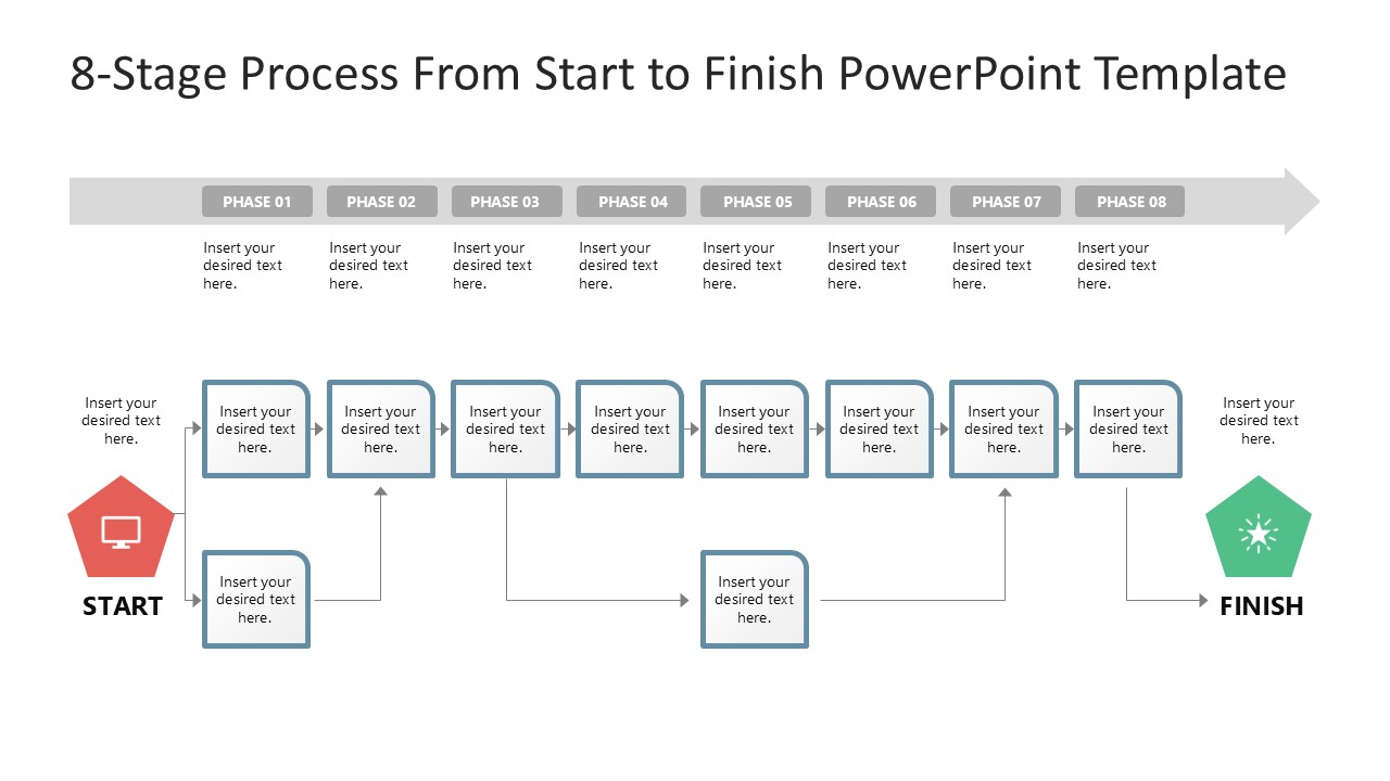 8-Stage Process From Start to Finish PowerPoint Template