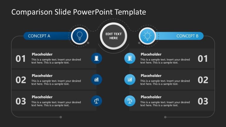 3-Item Comparison Presentation Template Slide - SlideModel