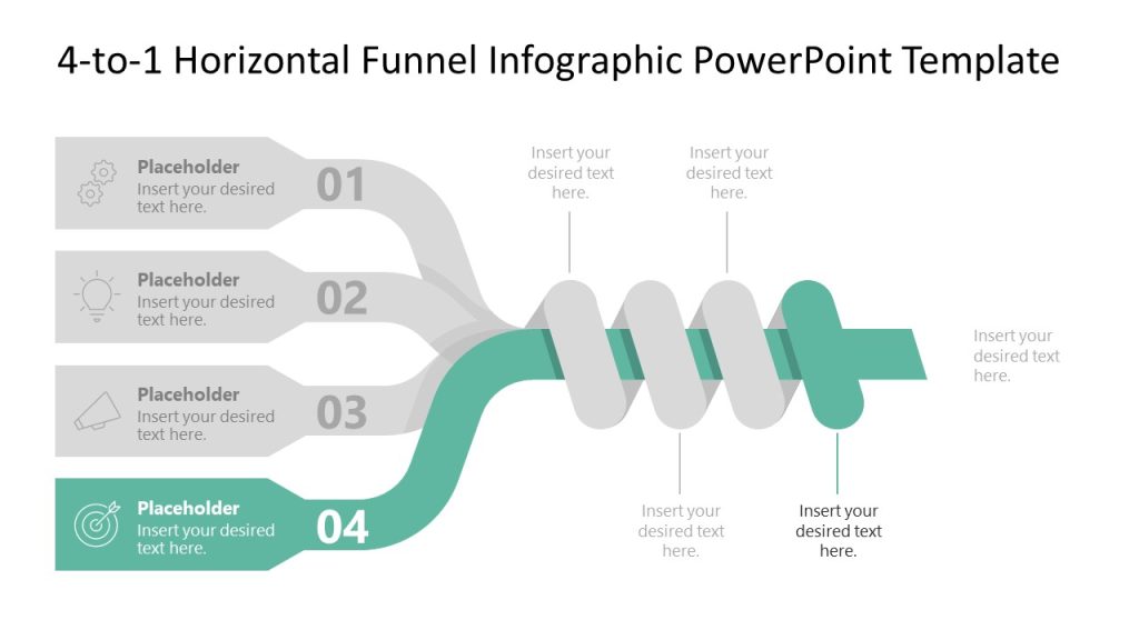 4-to-1 Horizontal Interlaced Funnel Diagram Infographics Layout ...