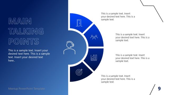 Main Talking Points Presentation with Meetup Template - SlideModel