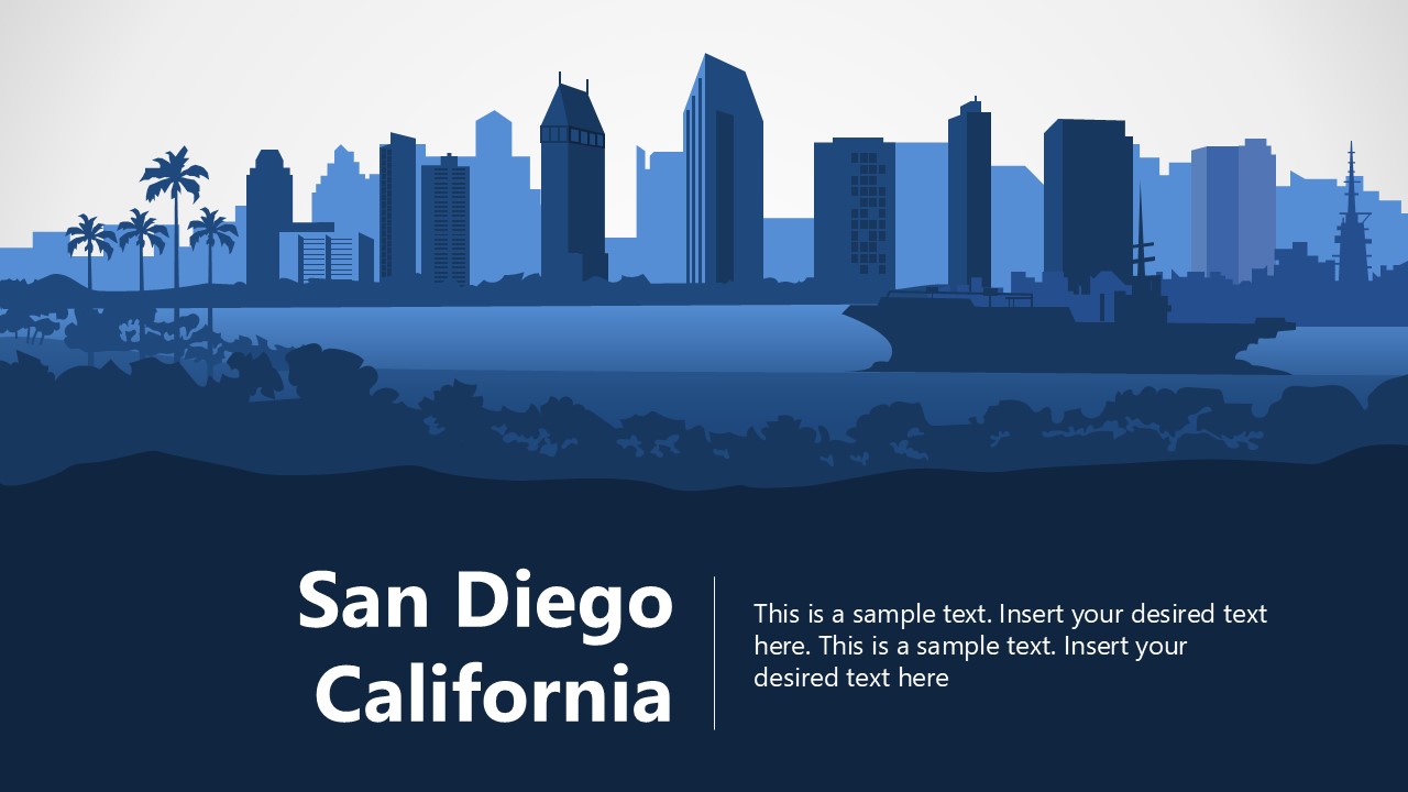 Cover Slide with City View - San Diego California PPT Template - SlideModel