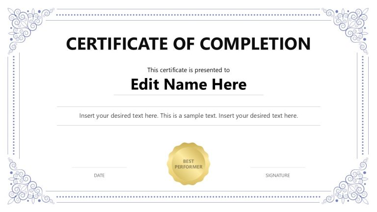 Certificate of Completion PPT Slide Template - SlideModel