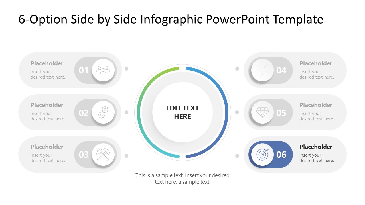 6-Option Side by Side Infographic PowerPoint Template