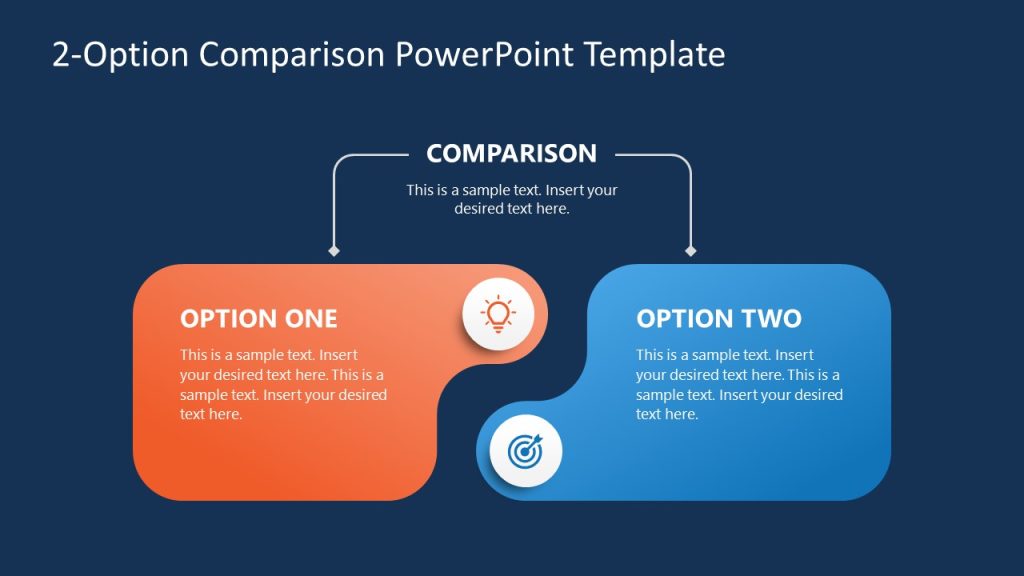 2-Option Comparison PowerPoint Slide with Dark Background - SlideModel