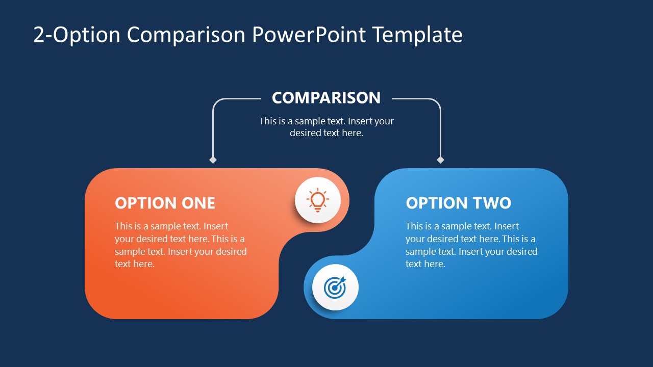 2-Option Comparison PowerPoint Slide with Dark Background - SlideModel