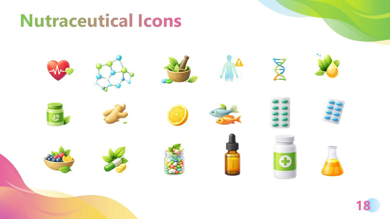 Modern Nutraceutical Icons Slide PPT Template - SlideModel