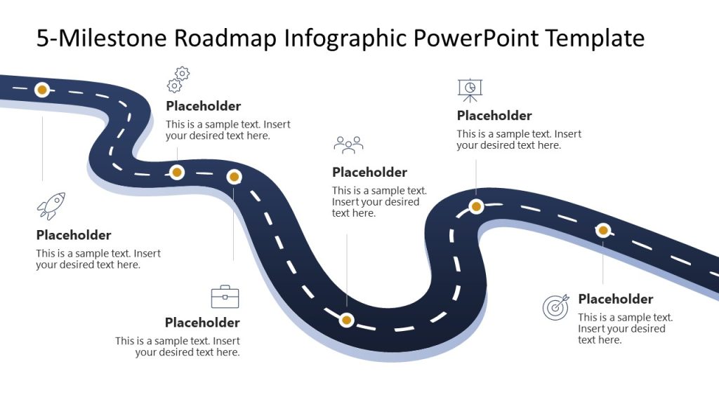 Customizable 5-Milestone Roadmap Infographic PPT Template - SlideModel