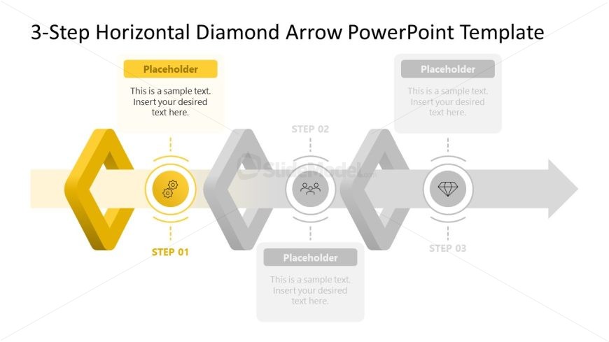 3-Step Diamond Arrow PowerPoint Slide - SlideModel