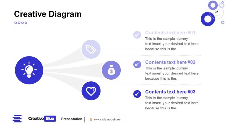 Creative Blue PowerPoint 3 Steps Diagram Slide - SlideModel