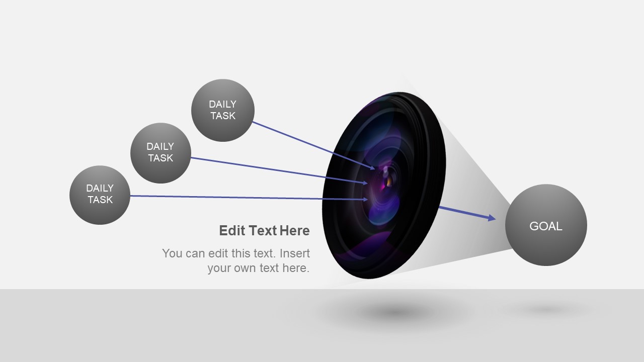 Animated Lens Concept for Goals Alignment PowerPoint Template - SlideModel