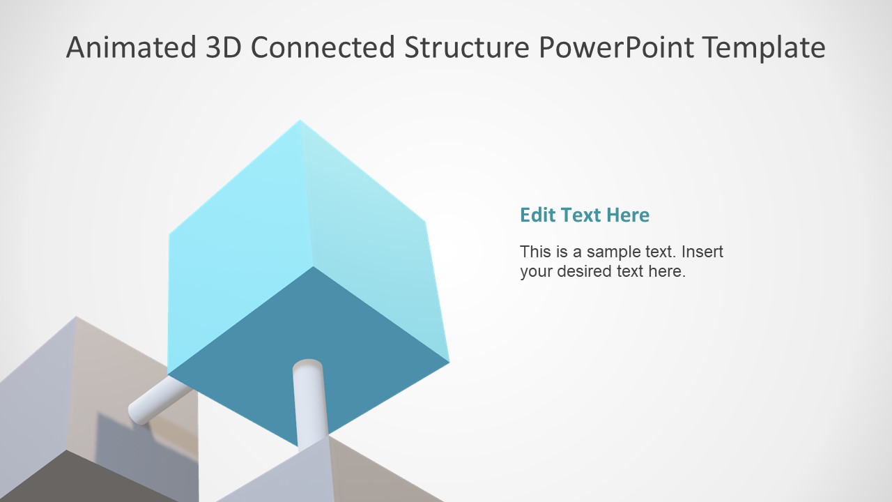 4-Item Animated 3D Connected Structure PowerPoint Template
