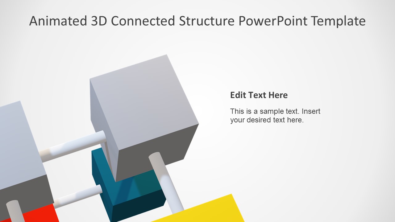 6 Item Animated 3D Connected Structure PowerPoint Template