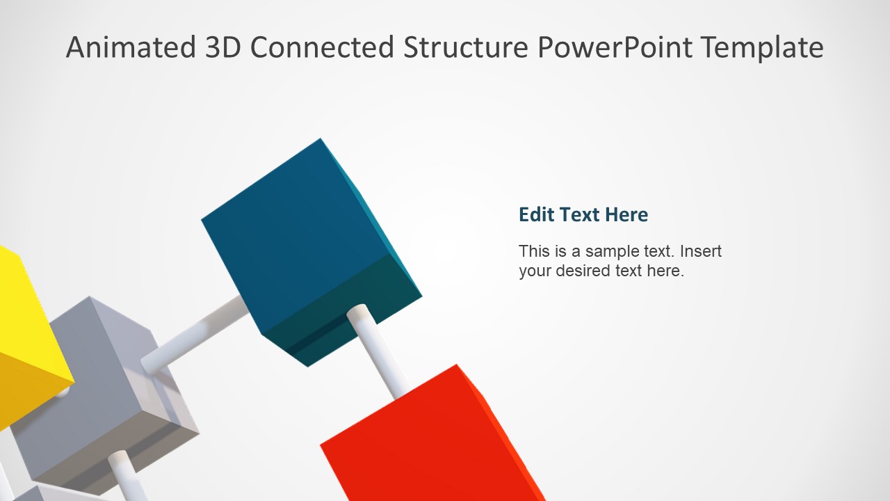 6 Item Animated 3D Connected Structure PowerPoint Template