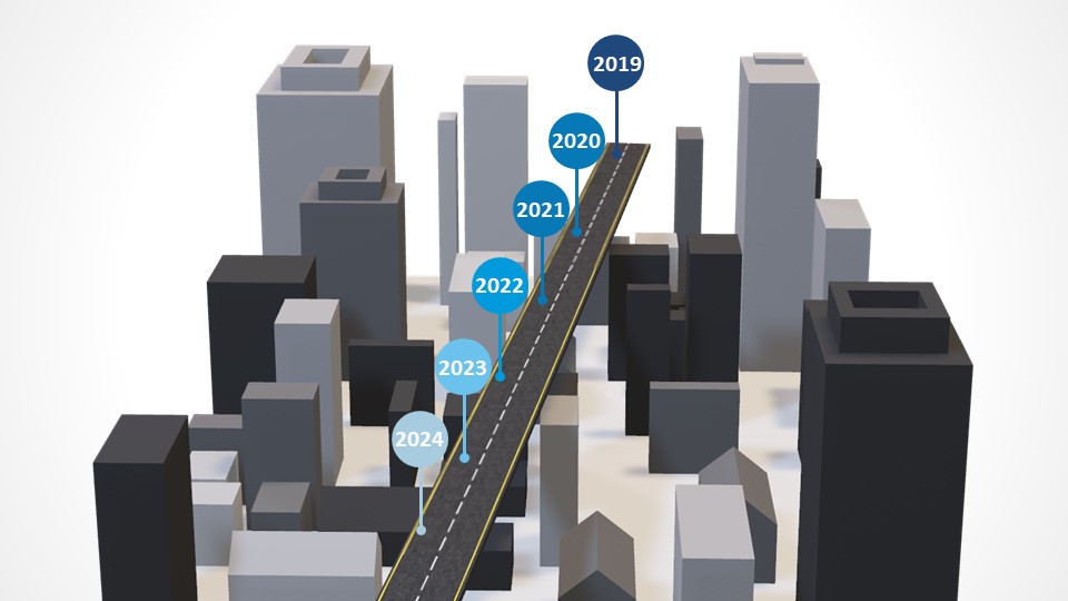 Animated 3D Roadmap City PowerPoint Template - SlideModel