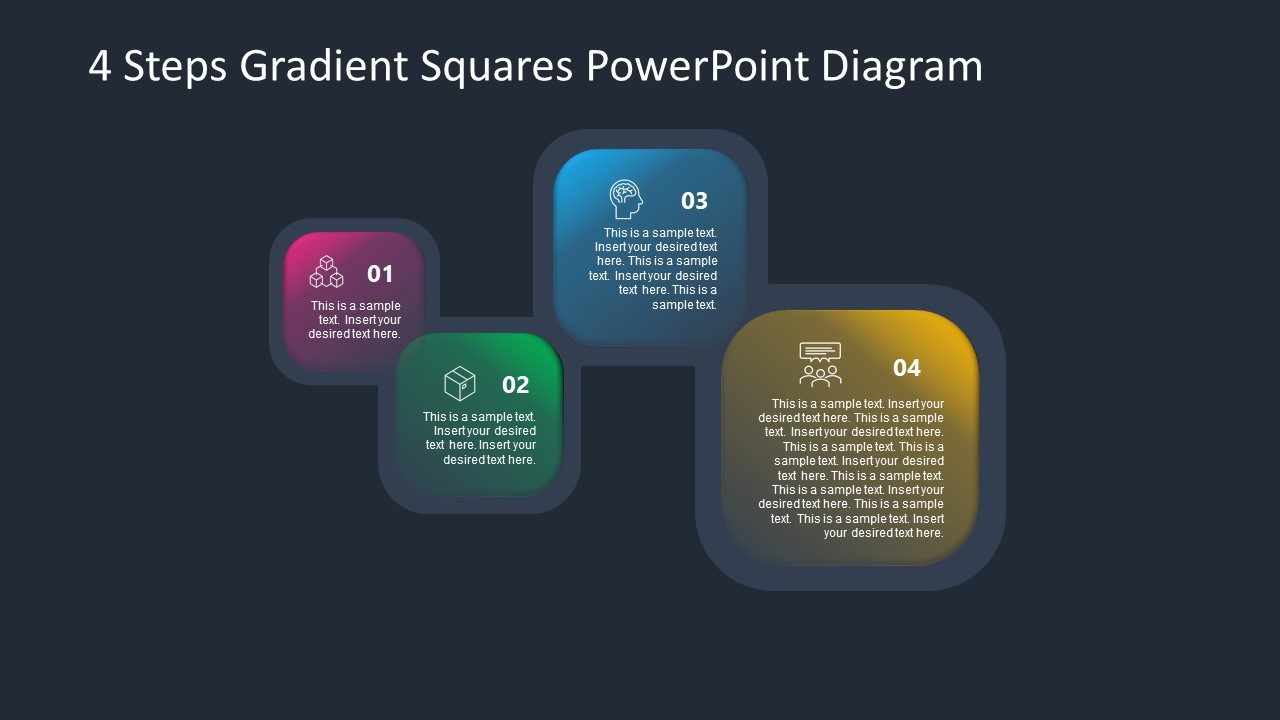 4 Steps Gradient Squares Diagram Template - SlideModel