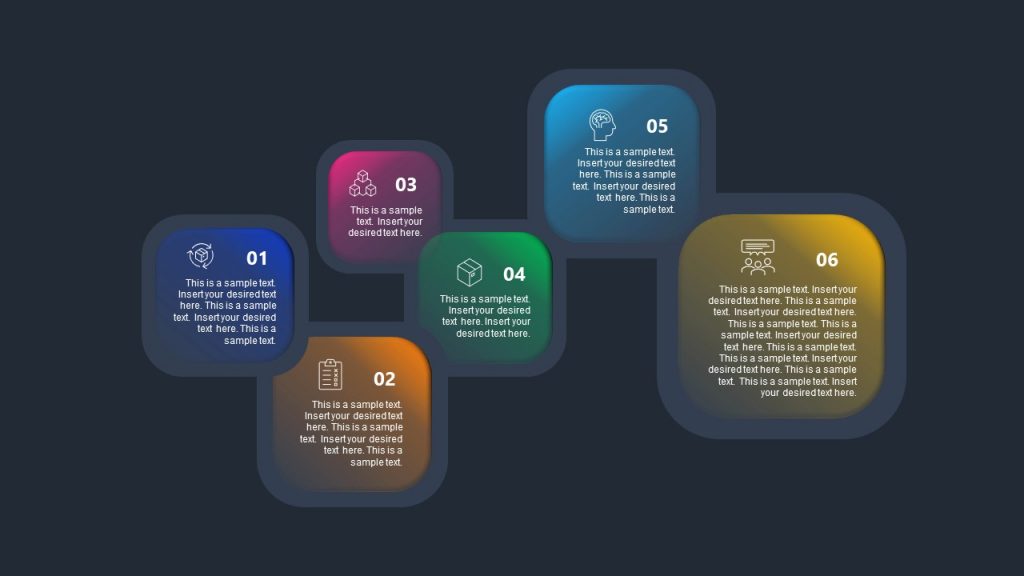 6 Steps Gradient Squares Diagram Template - SlideModel