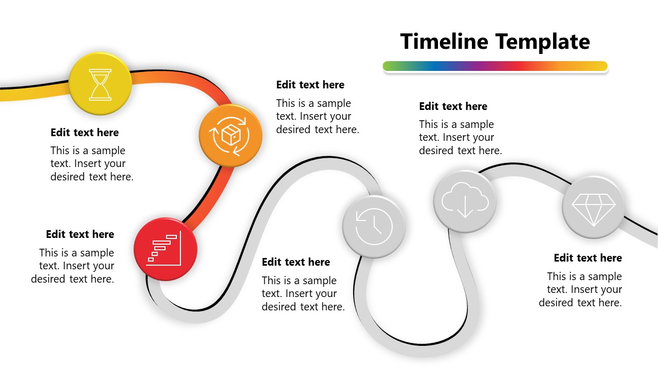 Gradient Curved 6 Milestones Timeline Template - SlideModel