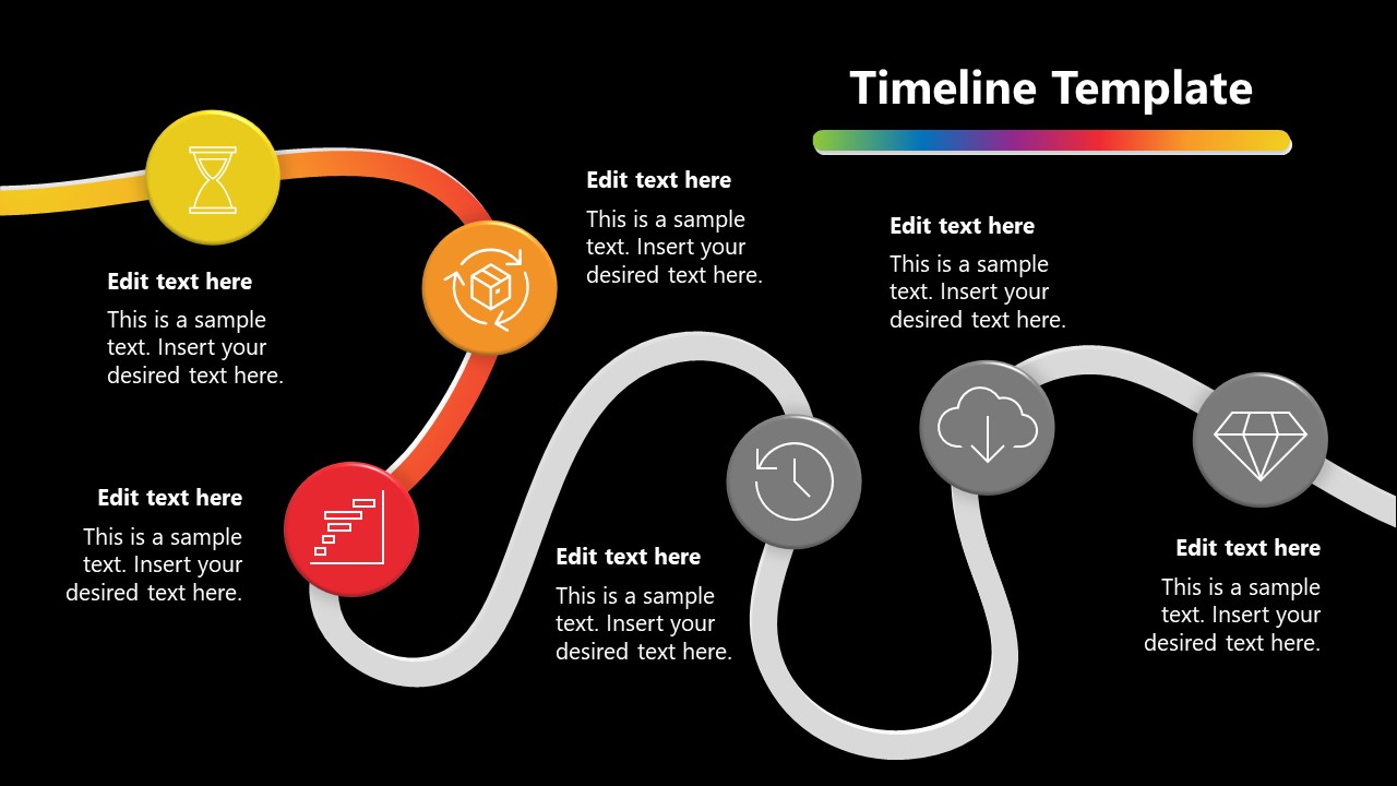 Gradient Curved 6 Milestones Timeline Template - SlideModel