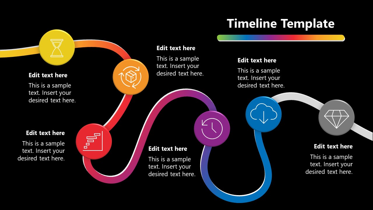 Gradient Curved 6 Milestones Timeline Template - SlideModel