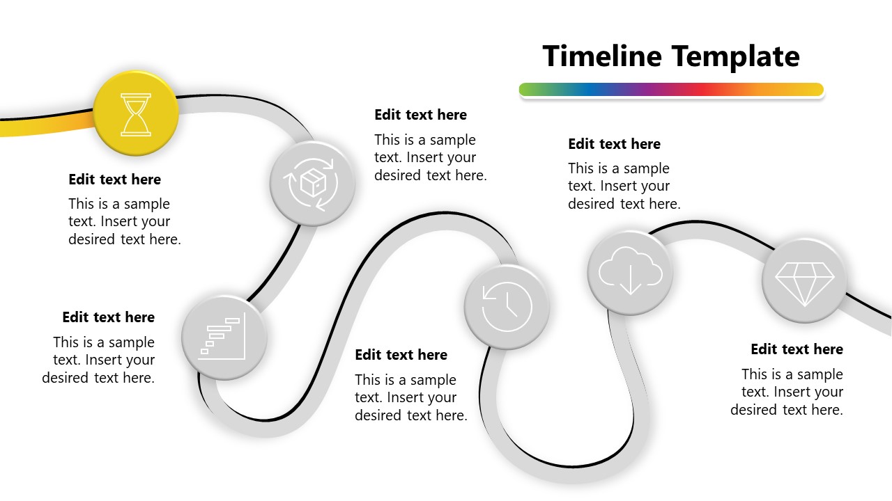 Gradient Curved 6 Milestones Timeline Template - SlideModel