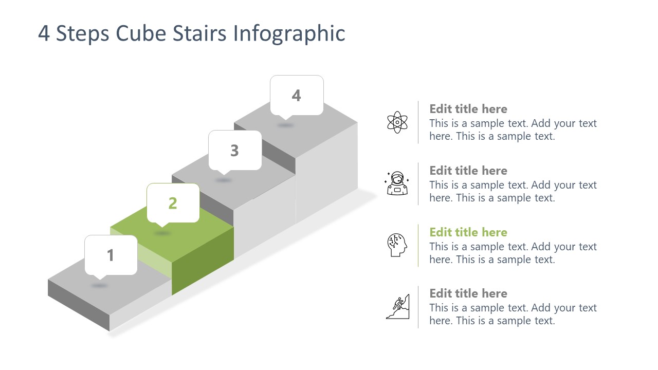 4 Steps 3D Cube Stairs PowerPoint Diagram - SlideModel