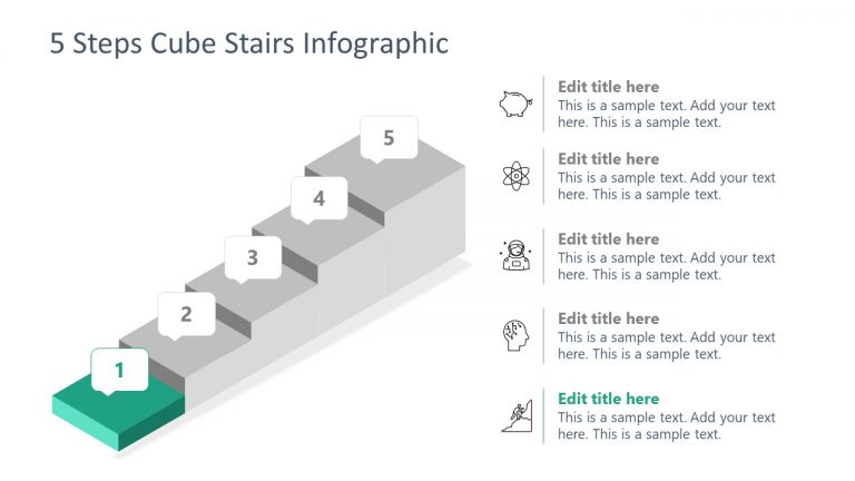 3D Cube Stairs Step 1 PowerPoint - SlideModel