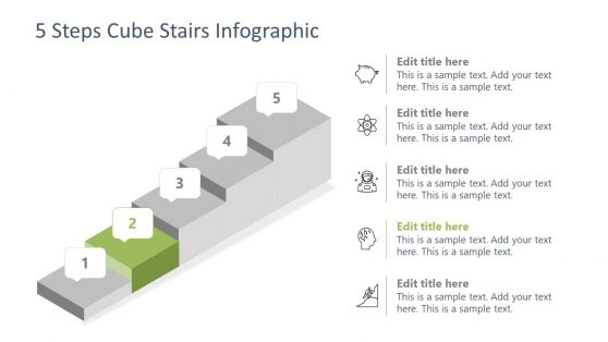 3D Cube Stairs Step 2 PowerPoint - SlideModel