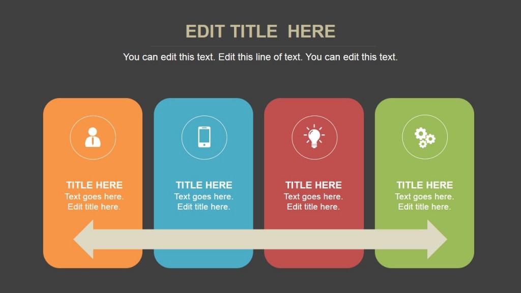 4 Columns Slide Layout with Double-Headed Arrow - SlideModel