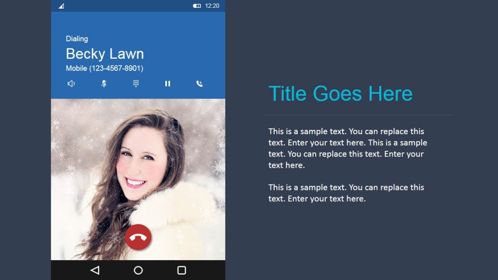 Calling Contact Android Materials Design UI Kit - SlideModel